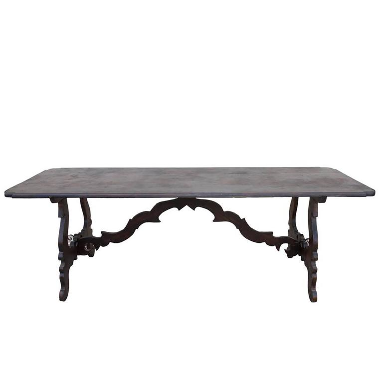 Italian Baroque Style Late 19th Century Dark Wood Monastery Table with ...