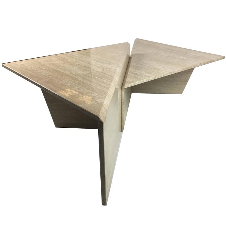 Large Sculptural Italian Travertine Bi-Level Coffee Table at 1stDibs ...