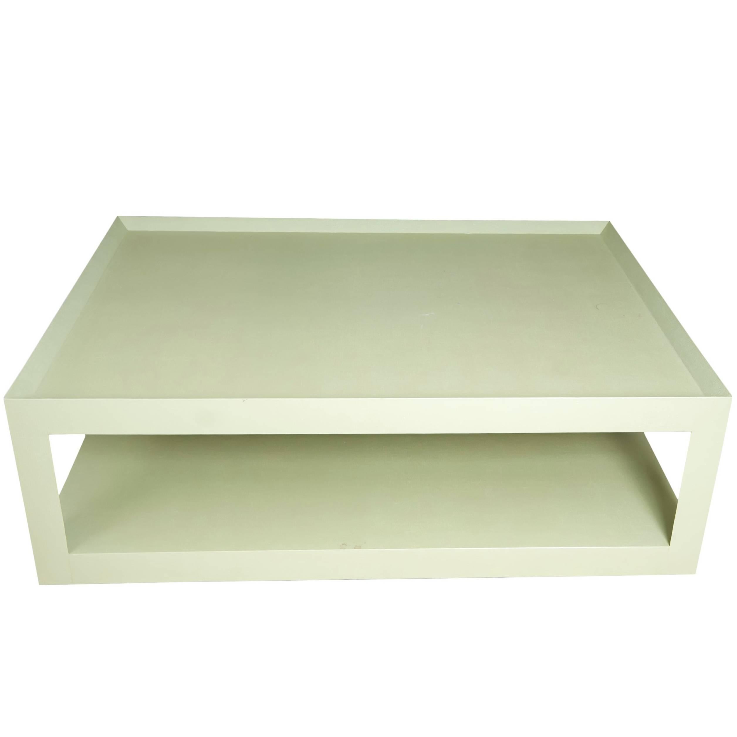 Karl Springer Style Custom Linen Wrapped Two-Tier Table at 1stDibs