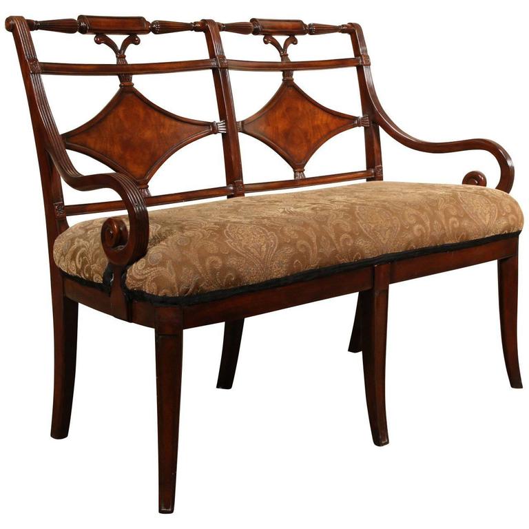 Theodore Alexander Upholstered Mahogany Bench at 1stDibs