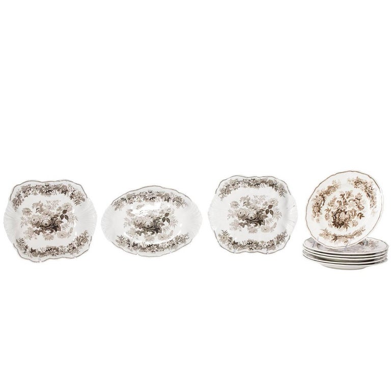 Nine-Piece Brown and White China at 1stDibs | brown and white china ...