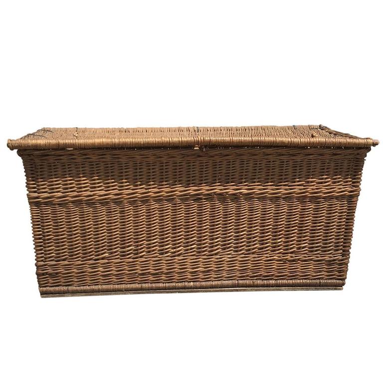 Early 20th Century Large Wicker Trunk at 1stDibs