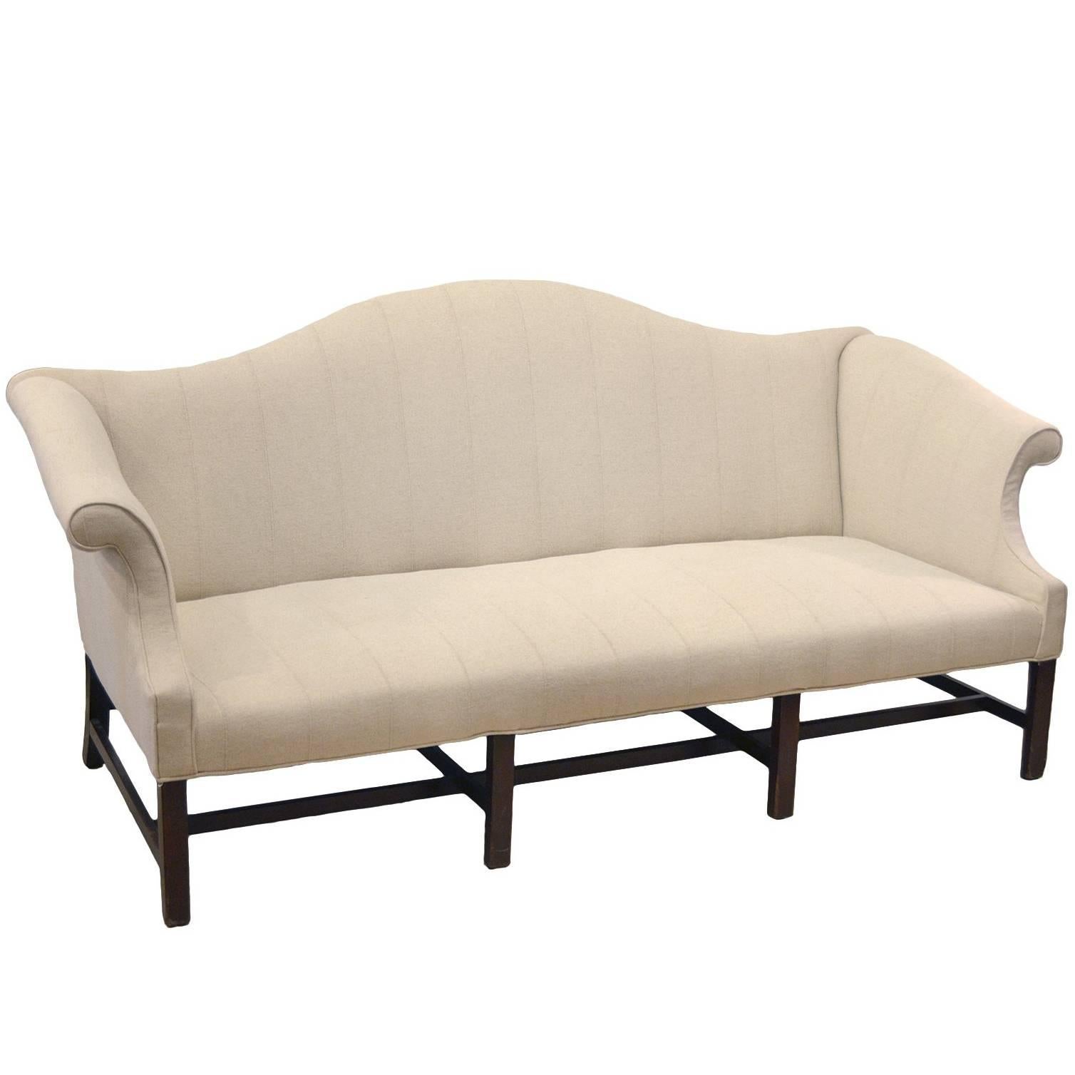 18th Century English Chippendale Mahogany Camel Back Sofa with Rolled ...