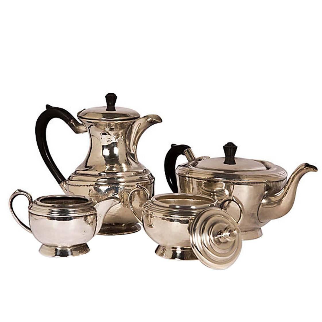 Four-Piece Coffee and Tea Service Hotel Silver and Black Handles For ...