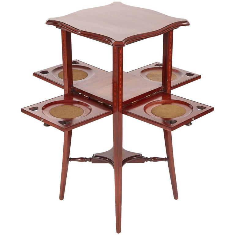Unusual Mahogany Inlaid Cake Stand at 1stDibs
