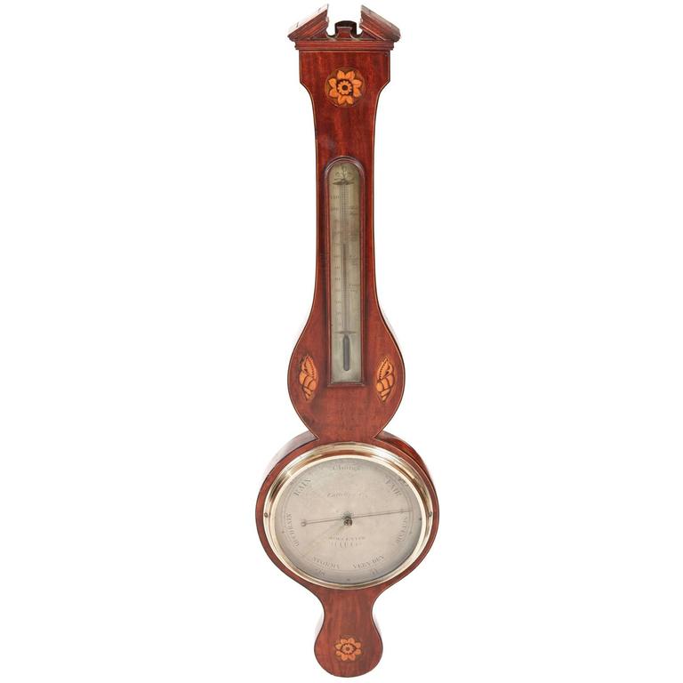Georgian Mahogany Inlaid Banjo Barometer at 1stDibs