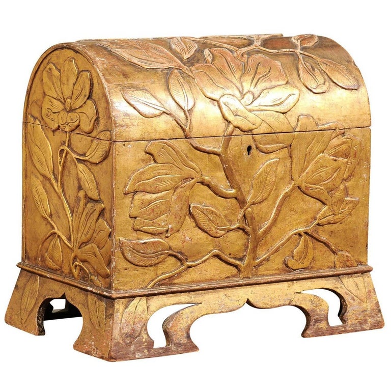 Period Art Nouveau Gilded Wood Coffer, circa 1900 For Sale at 1stDibs