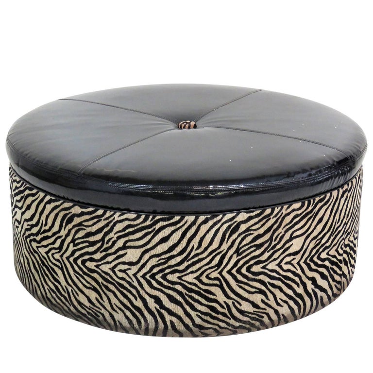 Oversized Leopard Tufted Ottoman For Sale at 1stDibs
