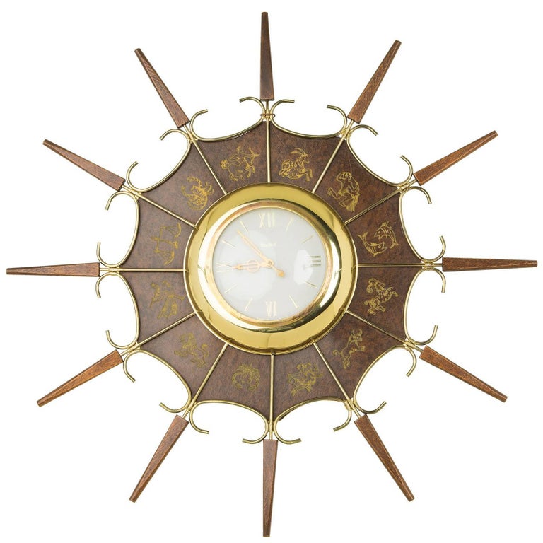 United Embossed Zodiac Sunburst Clock, circa 1950 For Sale at 1stDibs ...