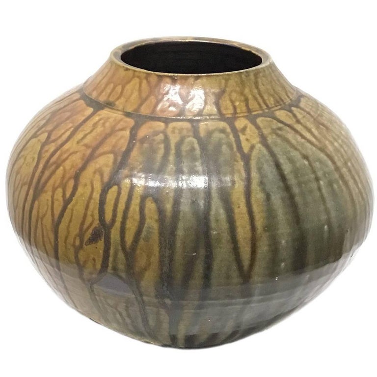 Large Drip Glaze Studio Pottery Vase at 1stDibs