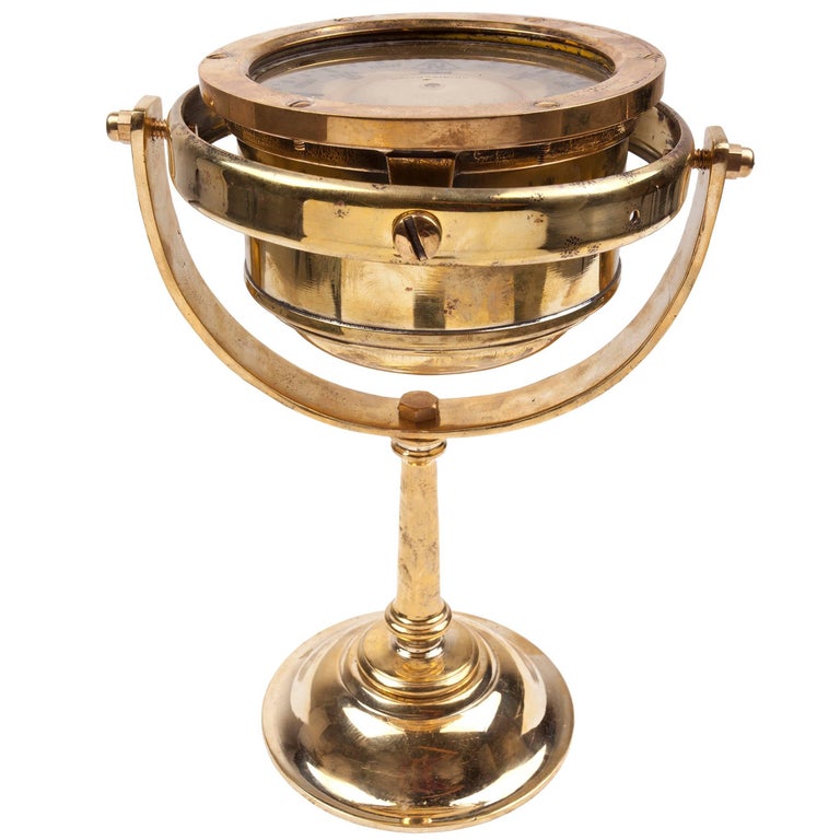 Nautical Brass Lifeboat Compass with Nickel Face Plate For Sale at 1stDibs