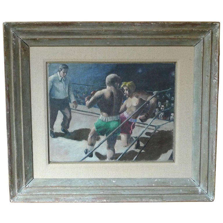 Boxing Match, Oil Painting by Unknown Artist, after Robert Riggs at 1stDibs