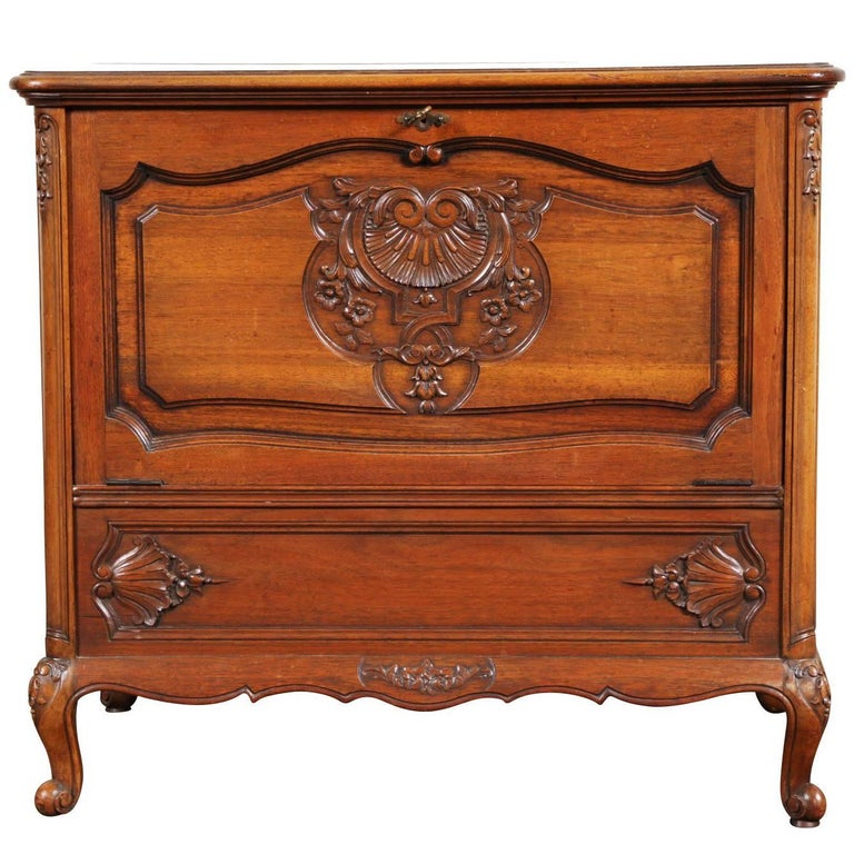 Antique French Walnut Rococo Style Bar Cabinet at 1stDibs