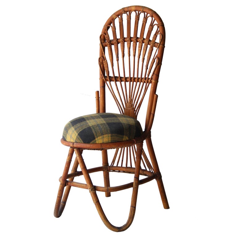 Enclosed Bamboo Canopy Chair with Upholstered Seat Cushion For Sale at ...
