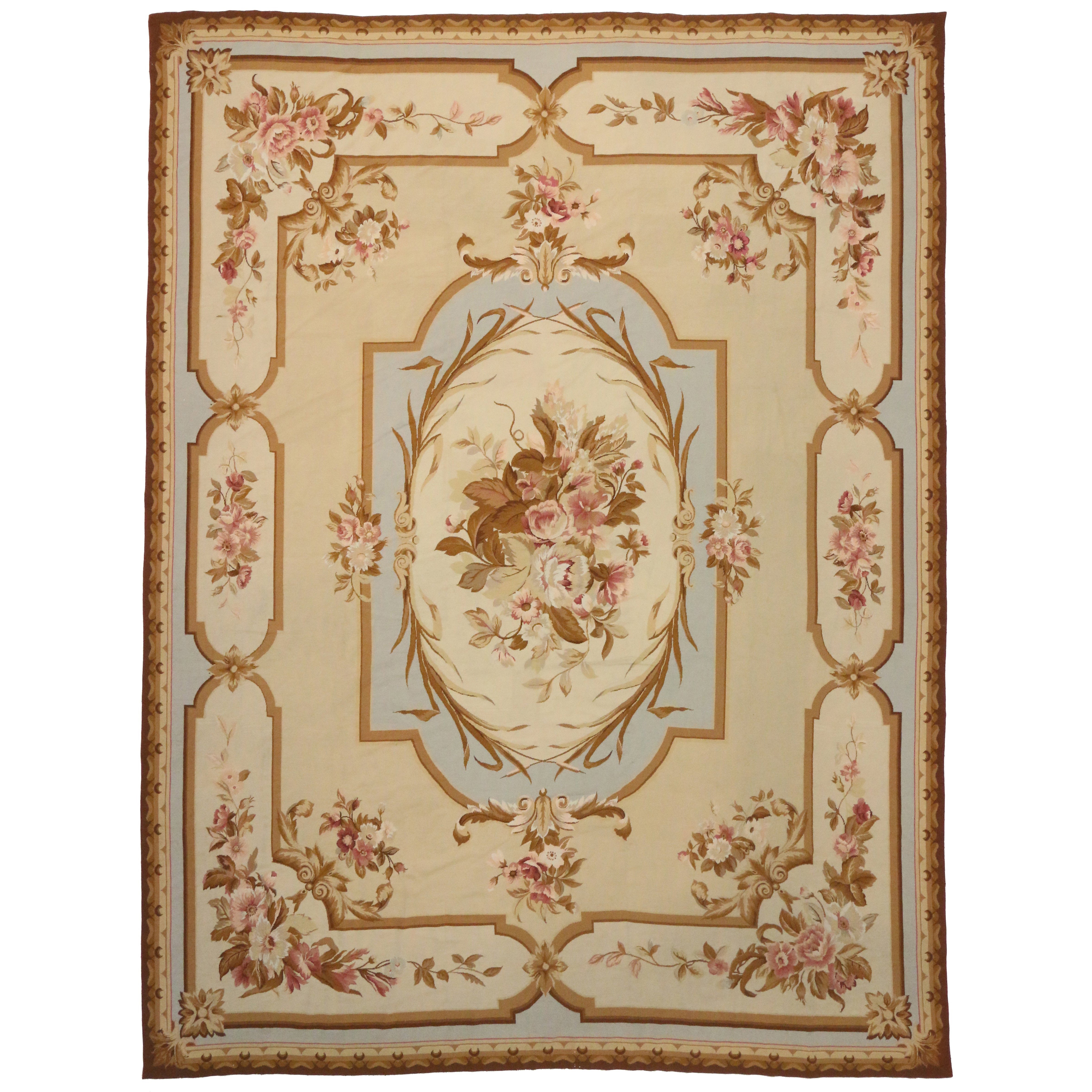 Vintage Chinese Floral Needlepoint Rug in French Victorian Style at 1stDibs