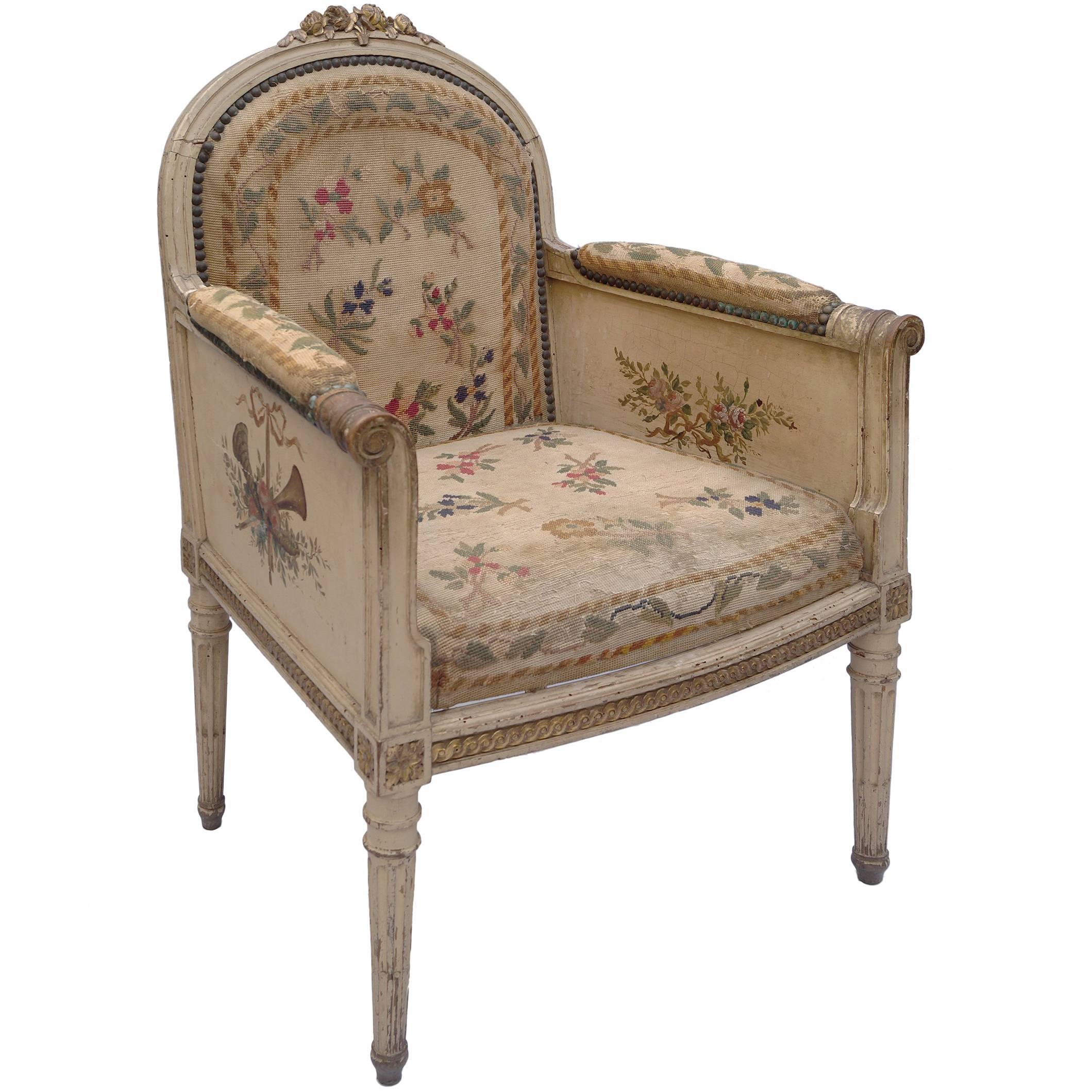 Unique Hand-Painted Louis XVI Ladies Chair, France, 1970s For Sale at ...