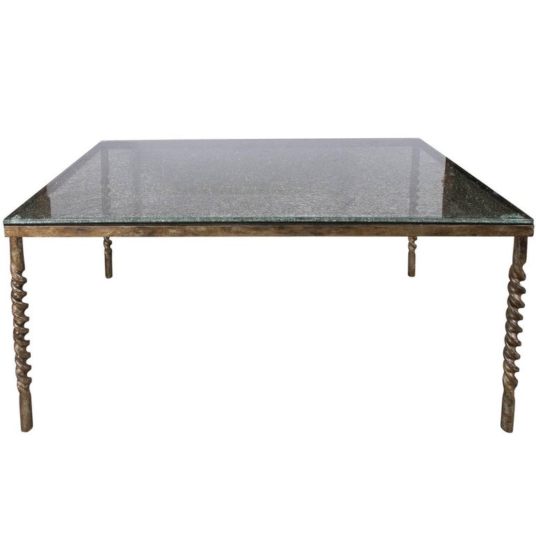 Crackled Glass Top Dining Table at 1stDibs