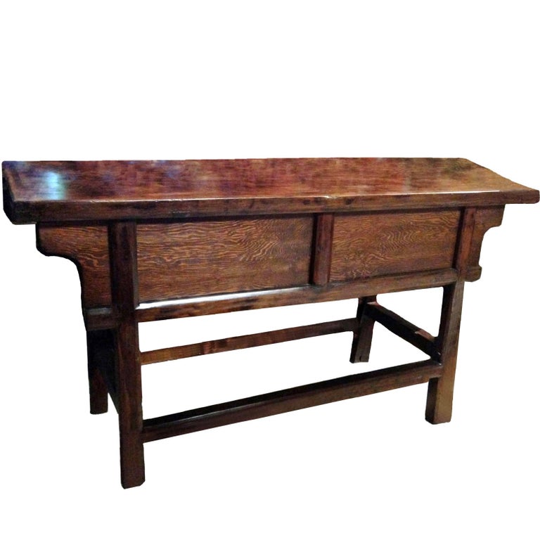Antique Farm Table with Sliding Doors and Single Board Top For Sale at ...