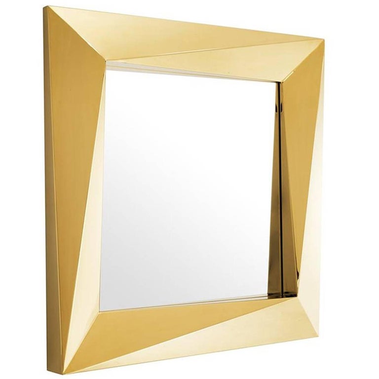 Disco Ball Gold Square Mirror Frame at 1stdibs