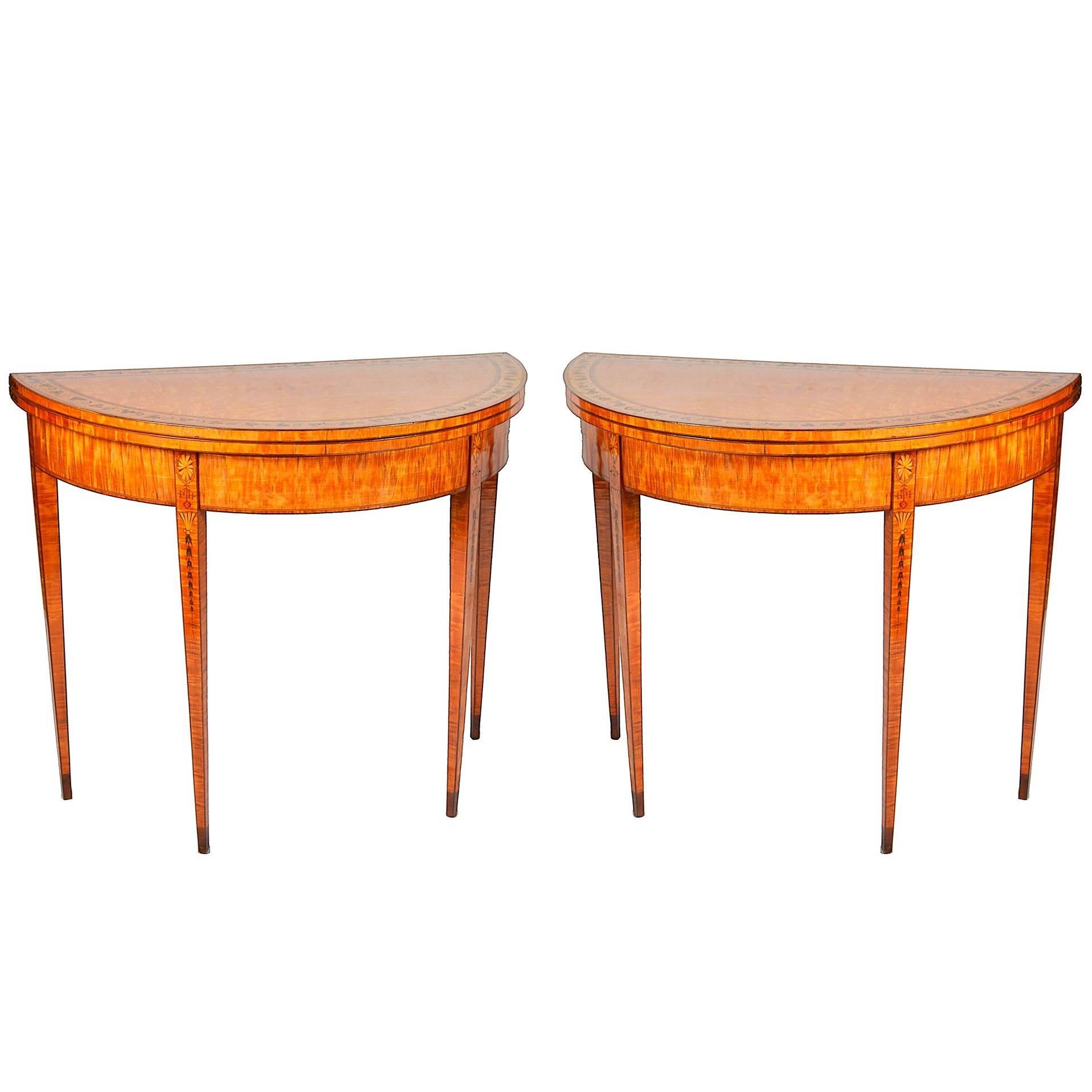 Pair of 18th century Sheraton Period Satinwood Card Tables For Sale at ...