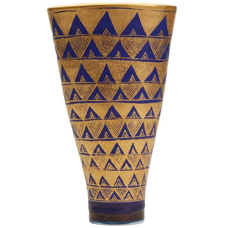 Mary Rich Studio Pottery Geometric Design Vase, 20th Century at 1stDibs