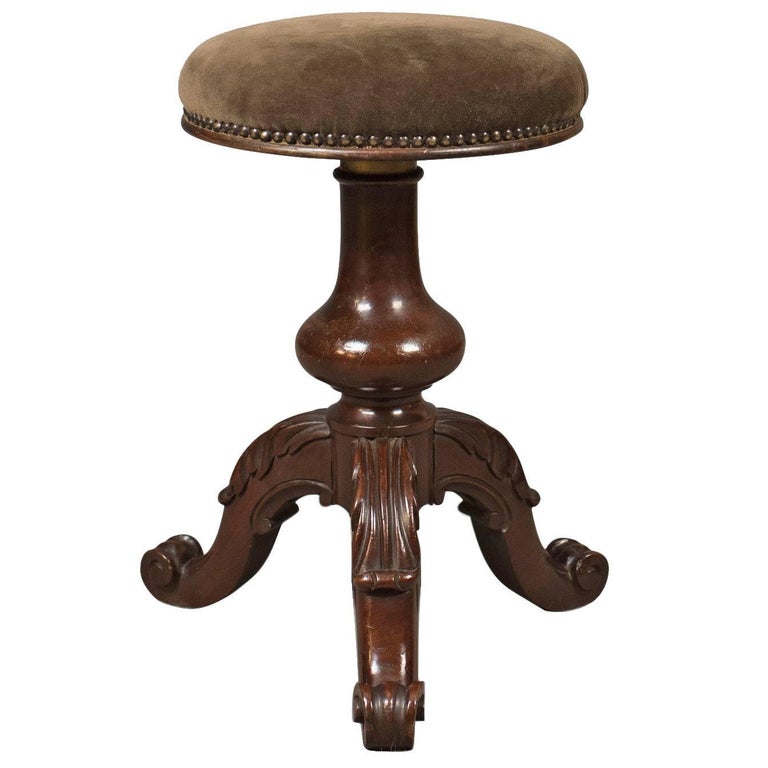 Adjustable Antique Piano Stool, Mahogany, Victorian, English, circa ...
