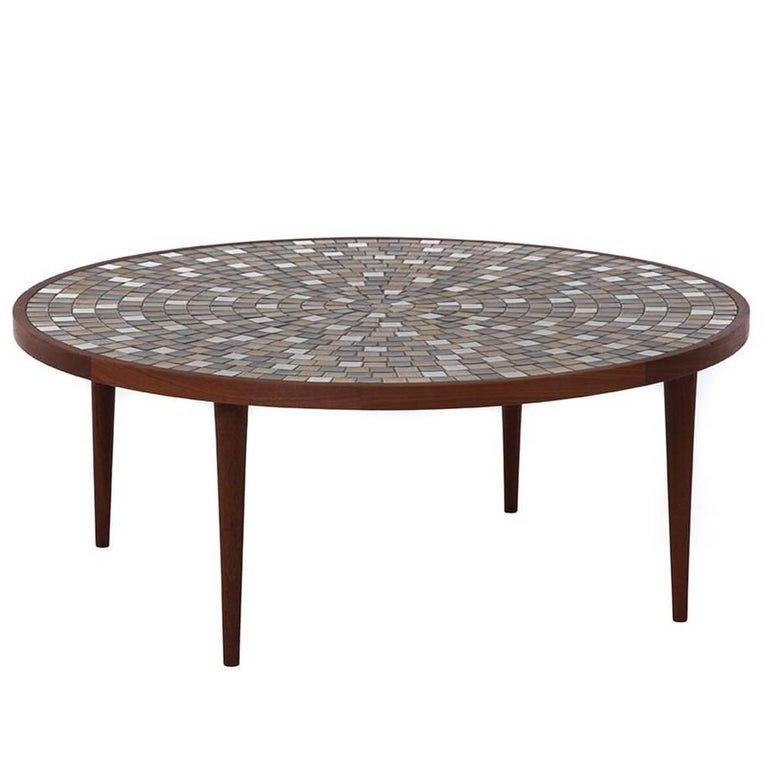 Mid-Century Modern Round Coffee Table with Tile Top by Gordon and Jane ...