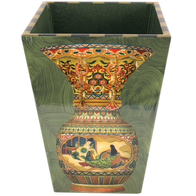 Eastern Inspired Dynasty III Wastebasket by Annie Modica at 1stDibs