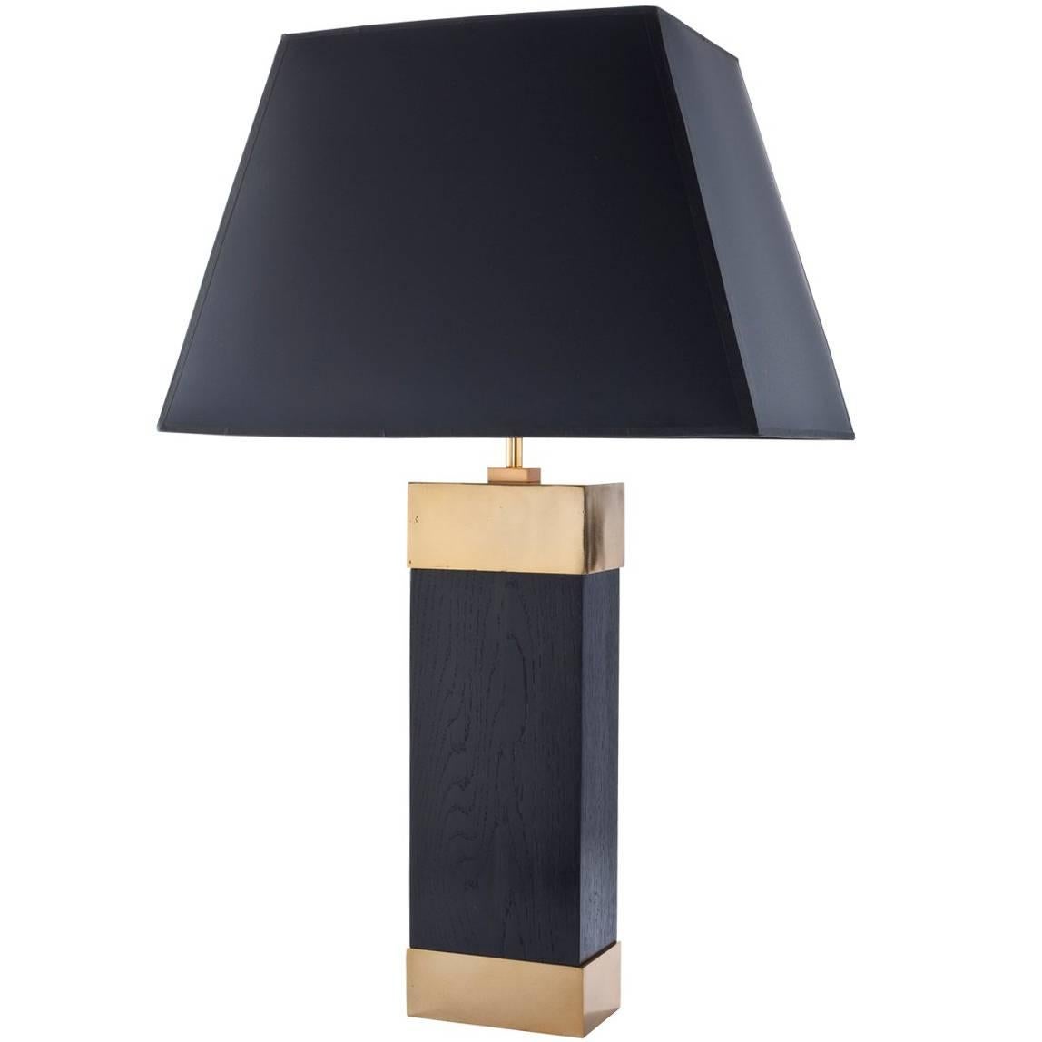 Tribeca Table Lamp with Cast Bronze and Ebonized Oak For Sale at 1stDibs