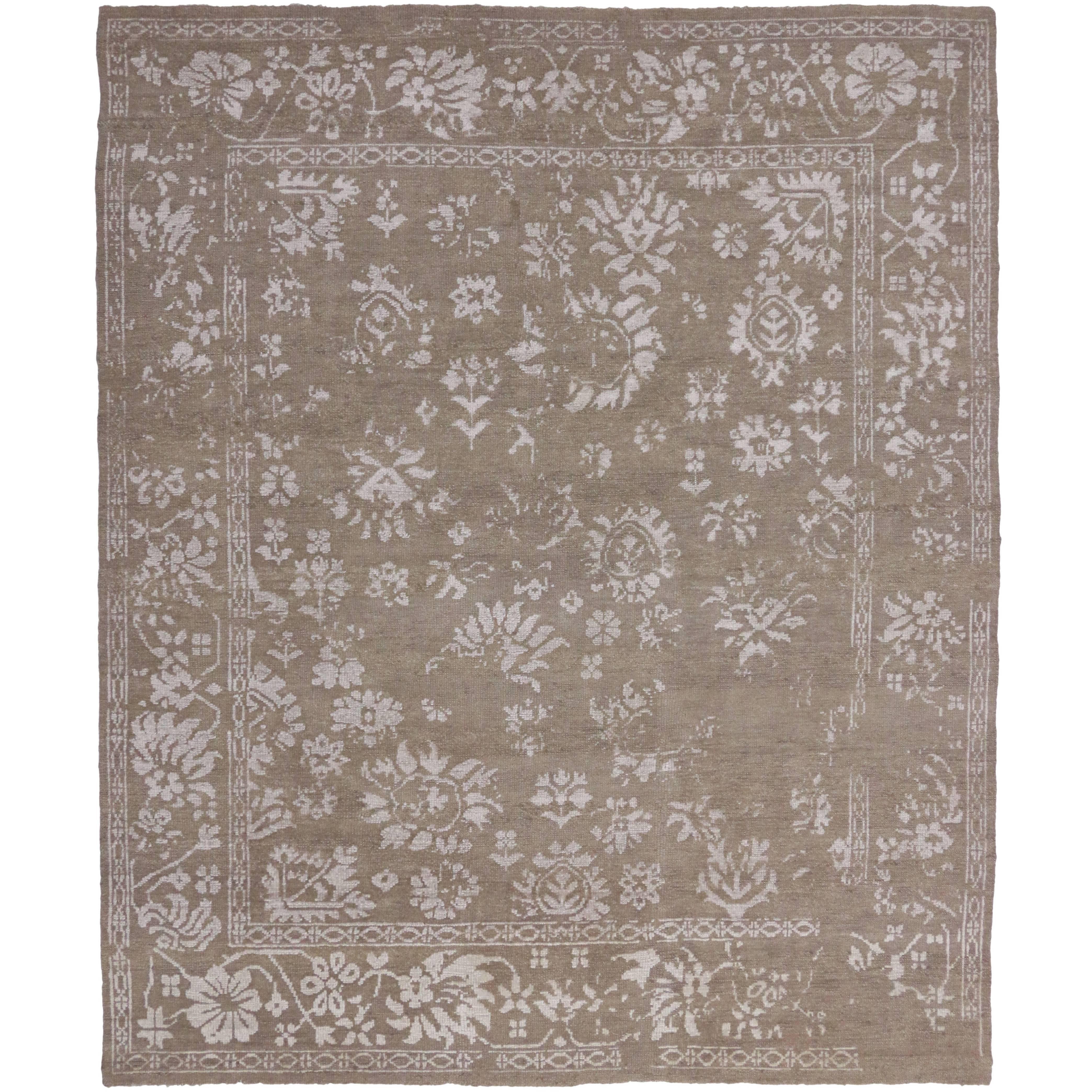 New Transitional Area Rug with Oushak Pattern and Transitional Bungalow ...