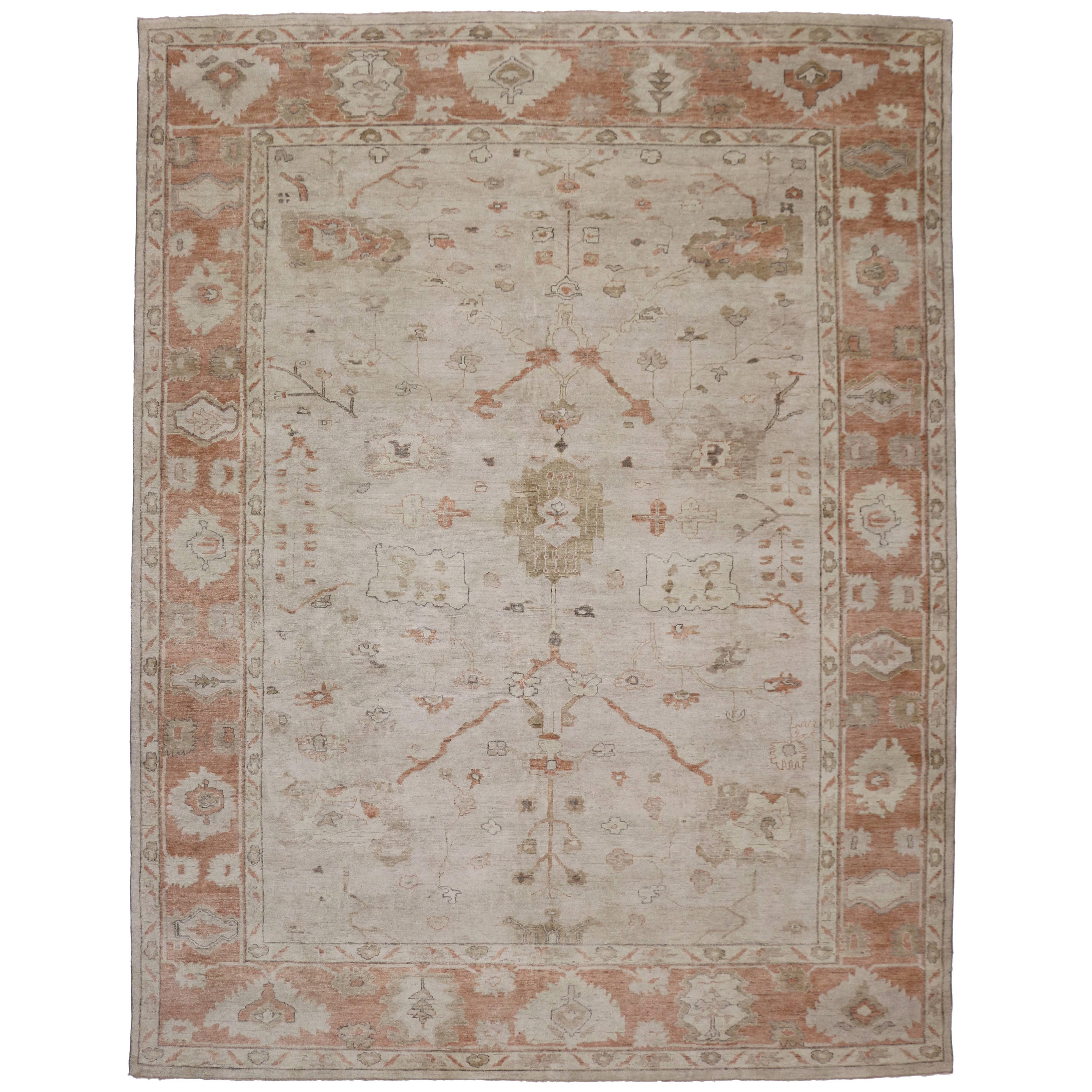 Transitional Style Area Rug with Oushak Design and Neutral Colors For ...