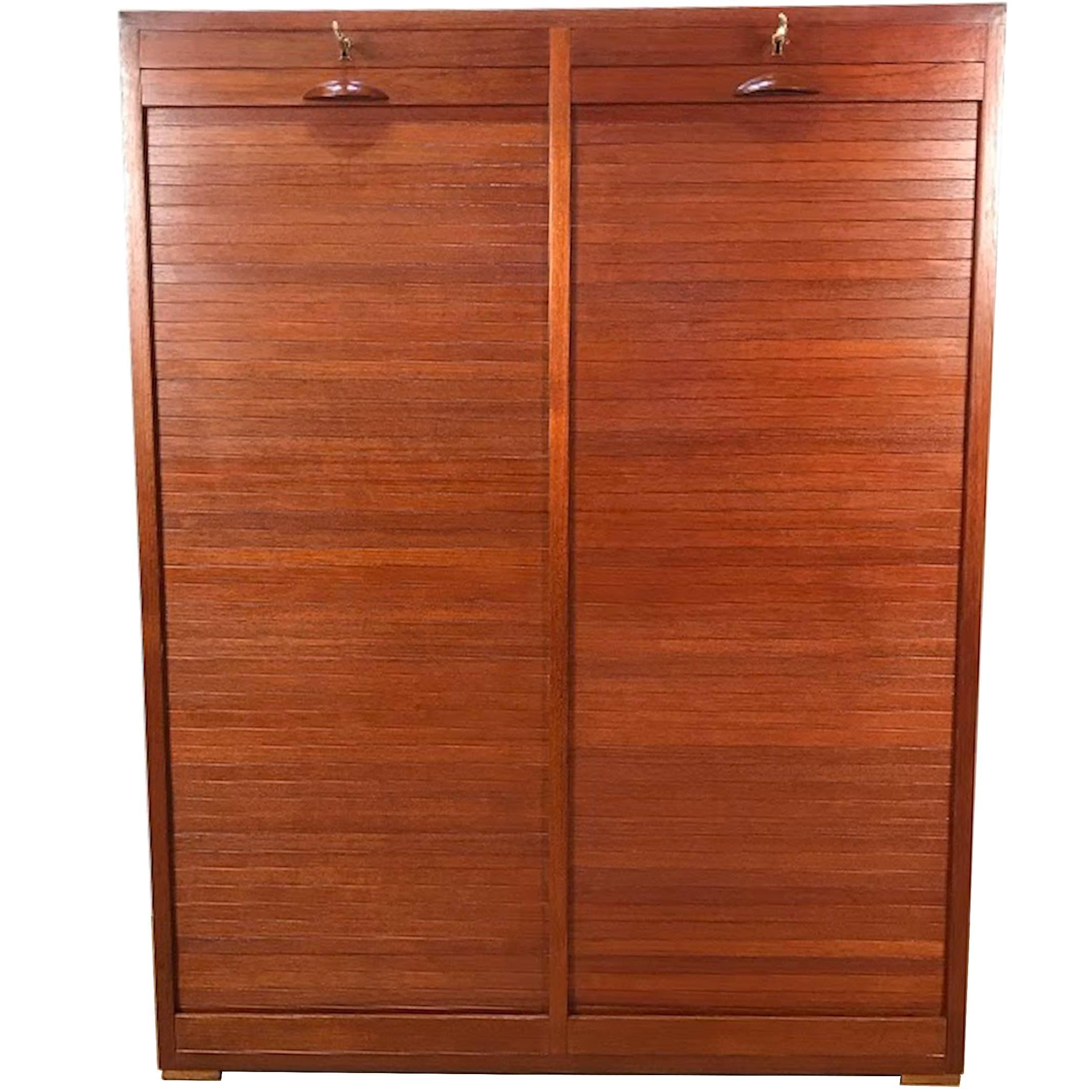 Danish Modern Double Tambour Storage Collectors Cabinet For Sale at ...