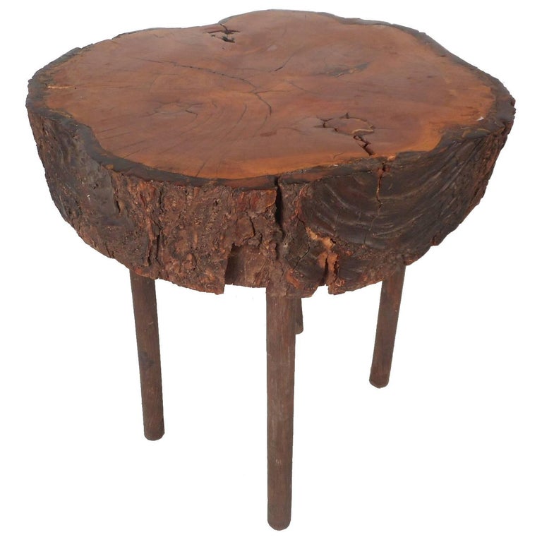 Mid-Century Modern Tree Slab End Table at 1stDibs