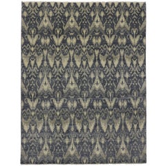 New Contemporary Navy Blue Ikat Area Rug with Modern Hollywood Regency ...