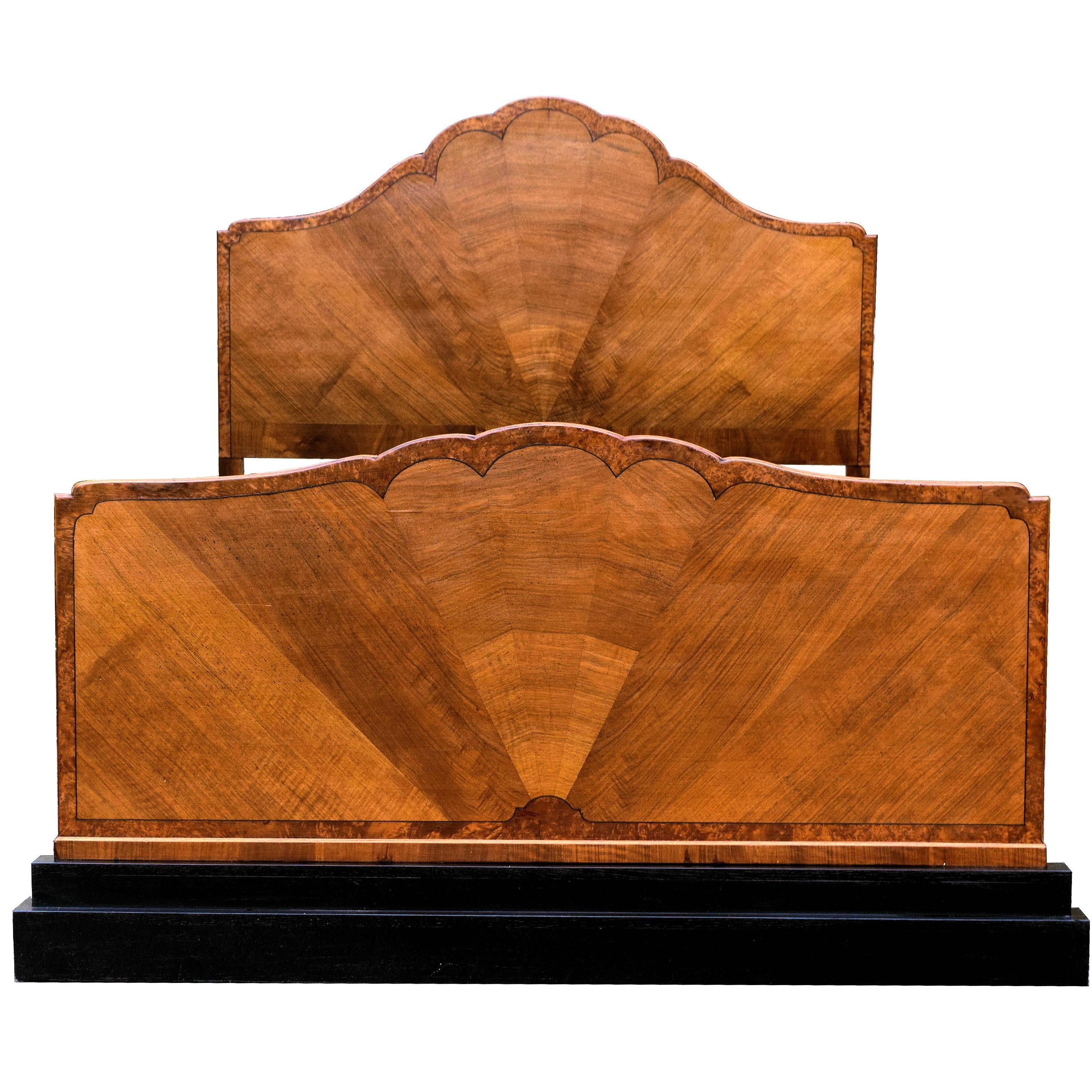 English Art Deco Fan Shaped Double Bed at 1stDibs