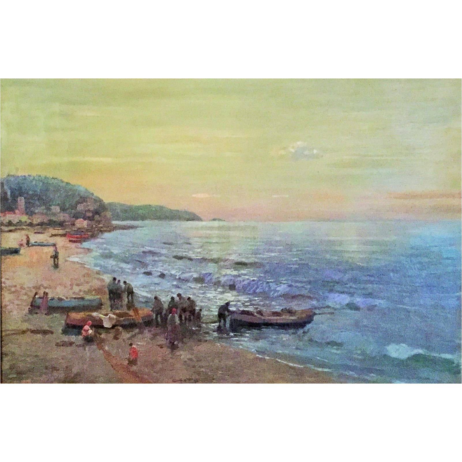 Tall Pedro Pruna Nude Oil on Canvas Painting, 1920s For Sale at 1stDibs