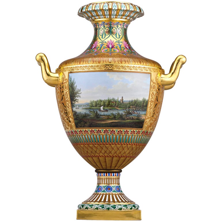 Royal KPM Porcelain Topographical Vase at 1stDibs