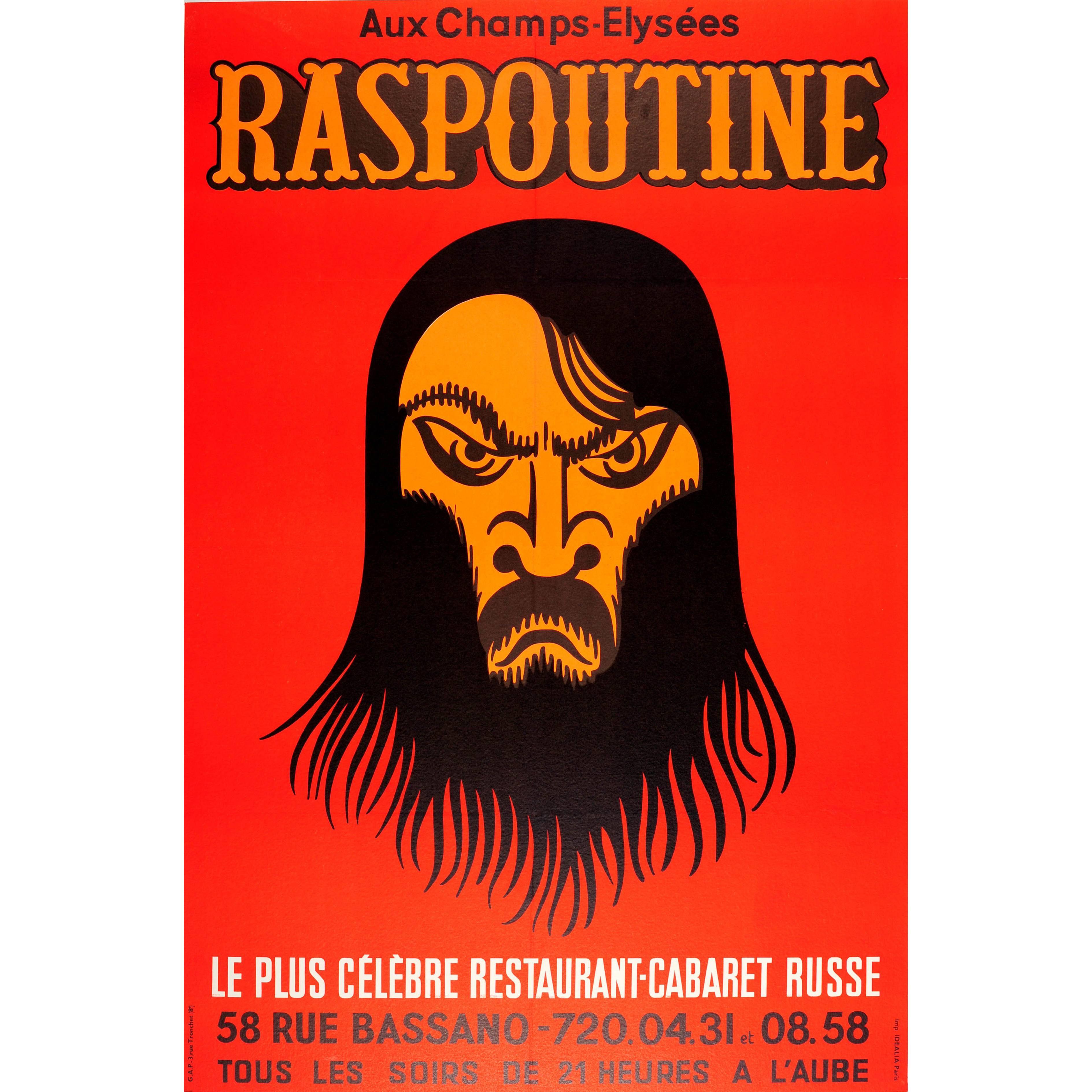 Original Vintage Poster for Raspoutine Restaurant Cabaret Russe Paris ...