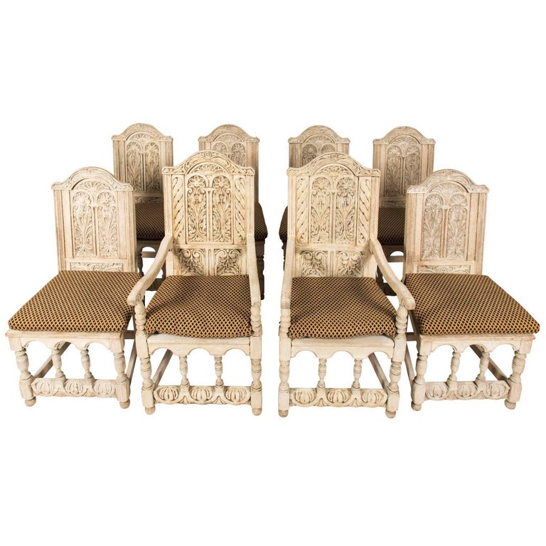 Set of Eight Jacobean Style Chairs at 1stDibs