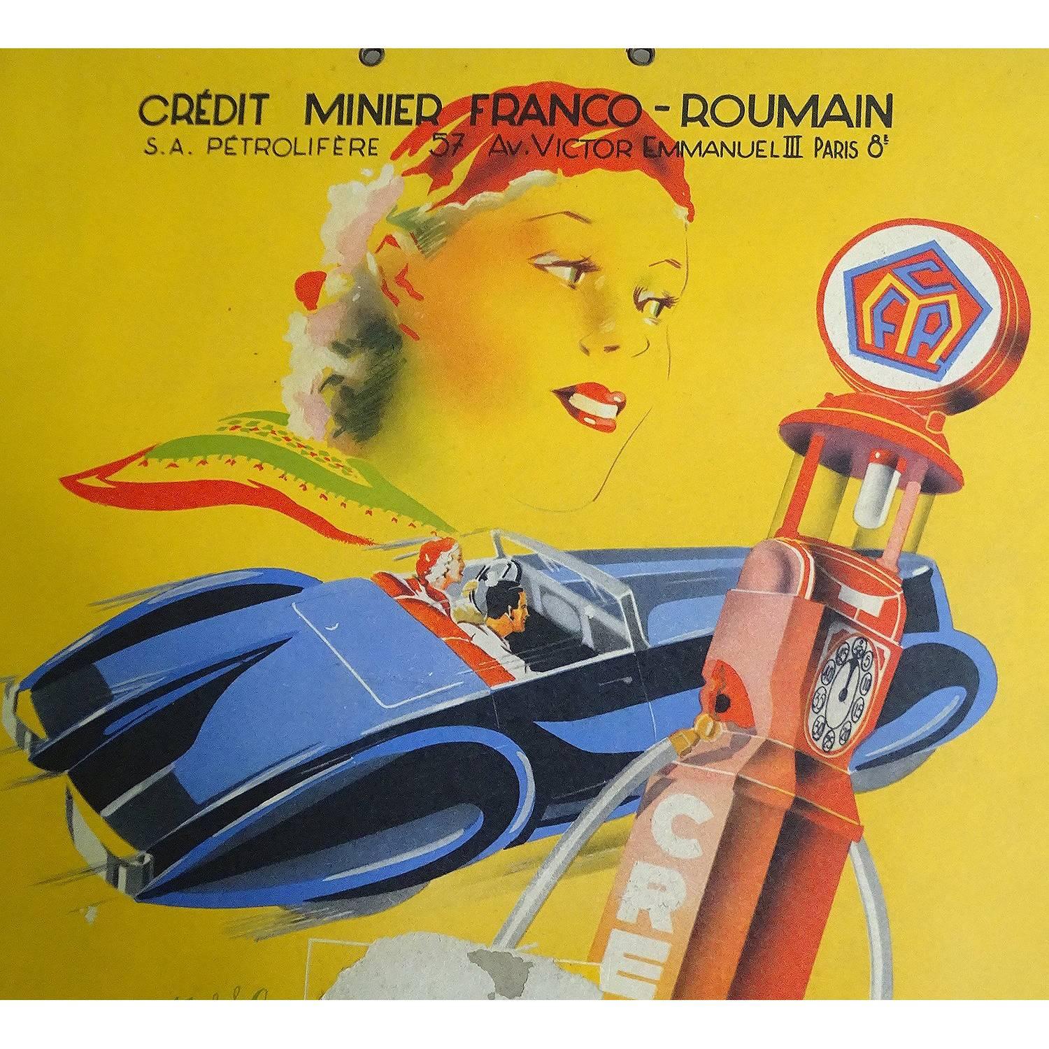 French Vintage Car Delahaye Bugatti Advertising Calendar Wall Display ...