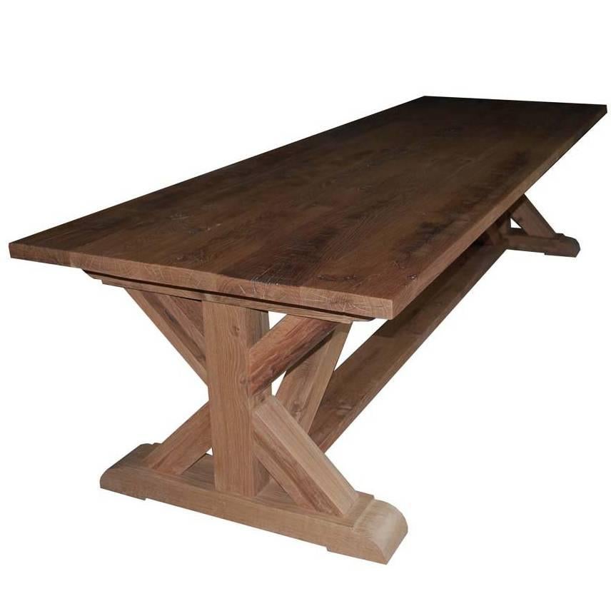 New Rustic Oakwood Monastery Table, Handcrafted For Sale at 1stDibs