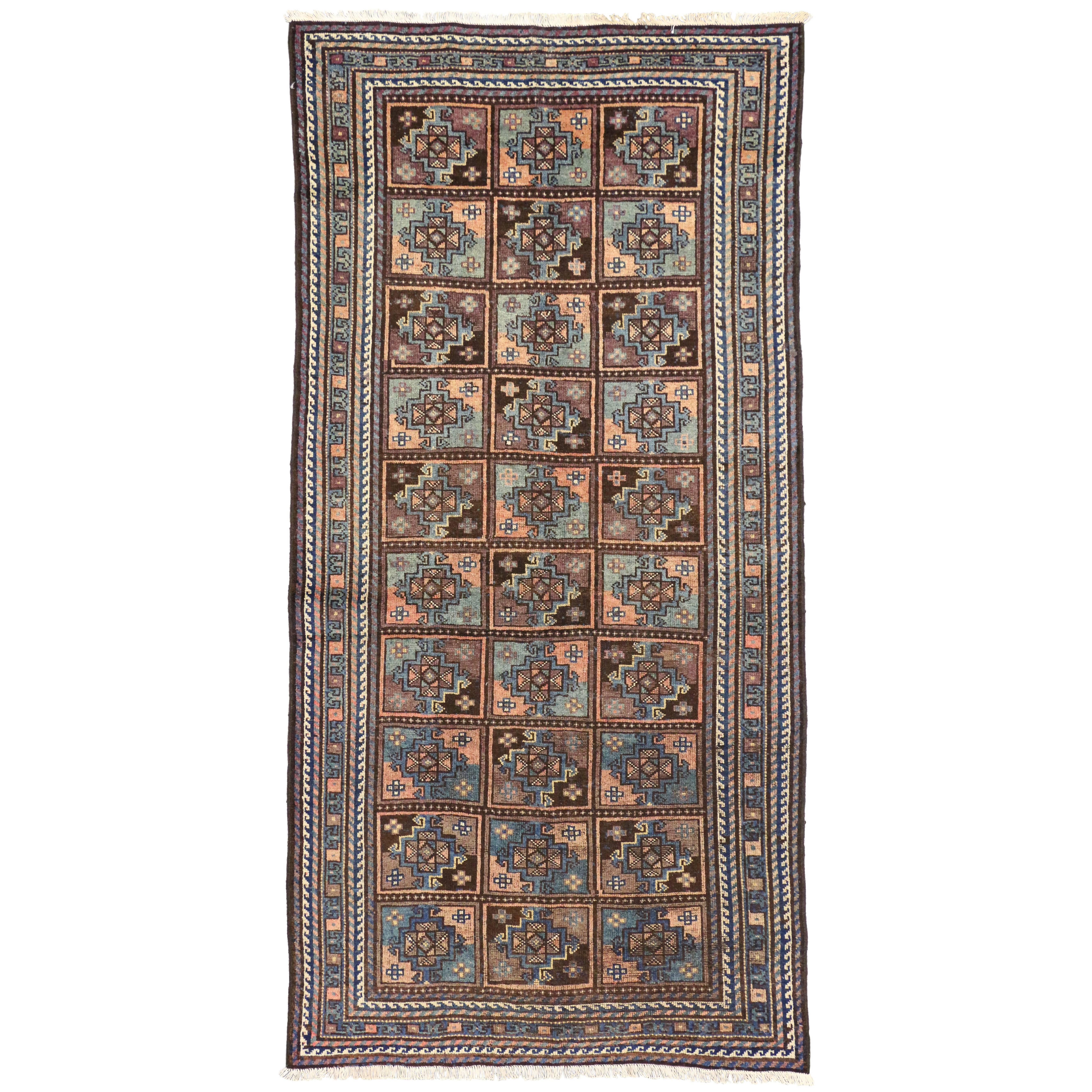Rustic Farmhouse Style Turkish Oushak Area Rug with Large Geometric ...