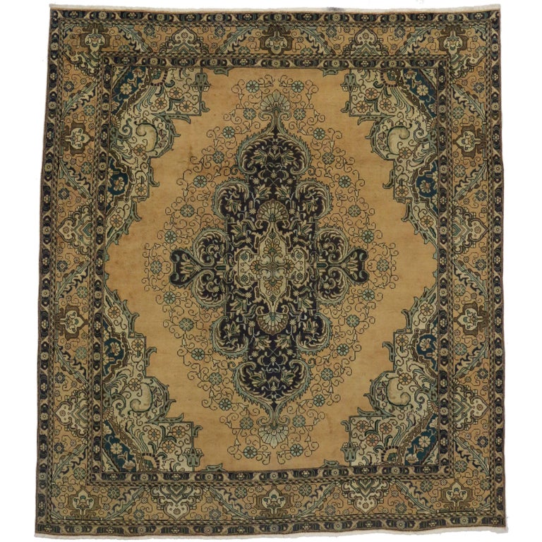 Vintage Persian Tabriz Area Rug with Neoclassical Hollywood Regency ...