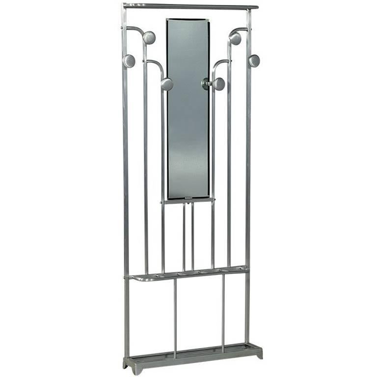 Art Deco Polished Aluminum Hall Tree Umbrella Stand Coat Rack at ...
