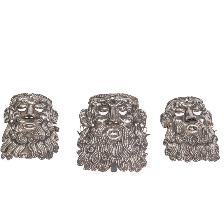 19th Century Silver Ceremonial Masks from Guerrero Mexico For Sale at ...