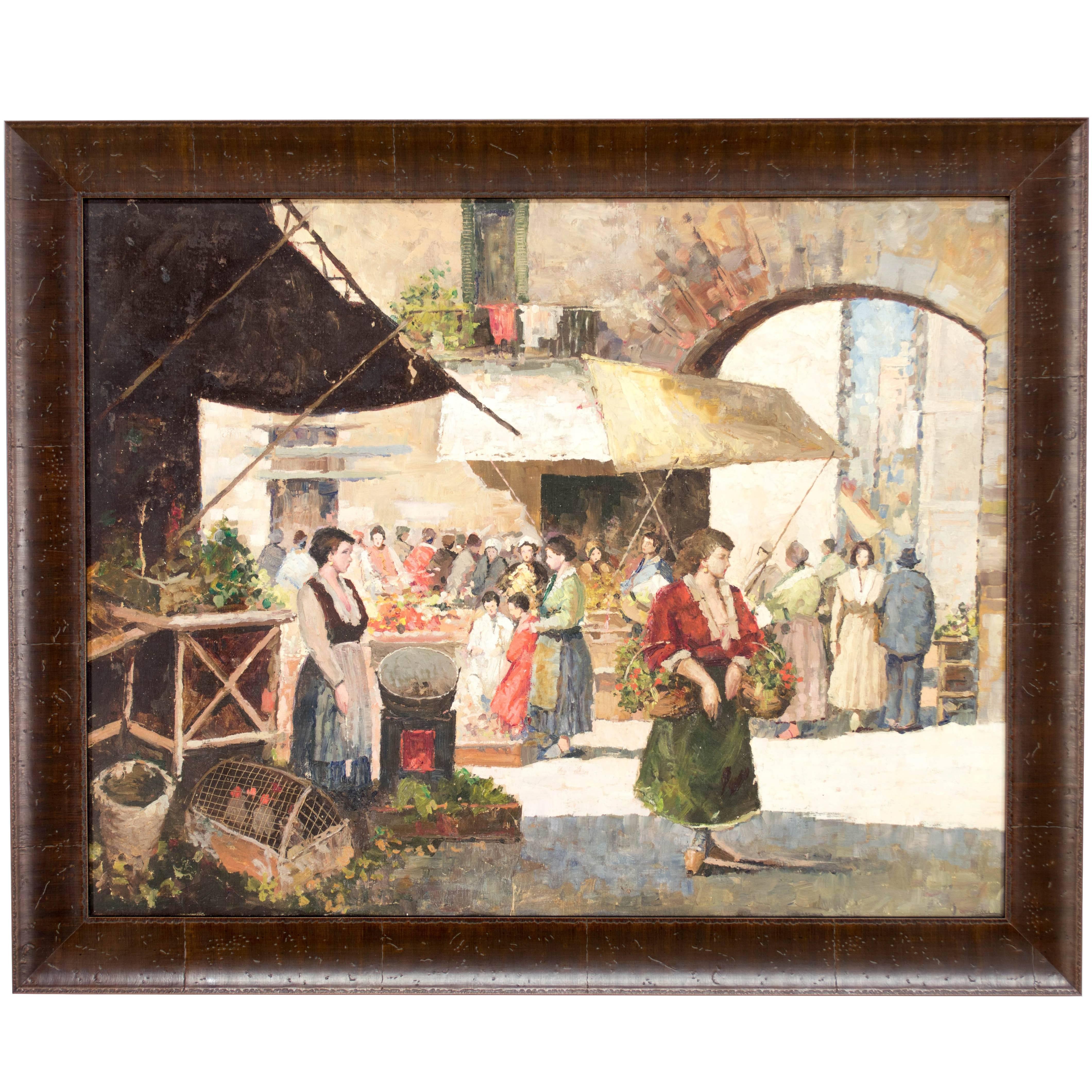 Italian Market Scene Painting at 1stDibs