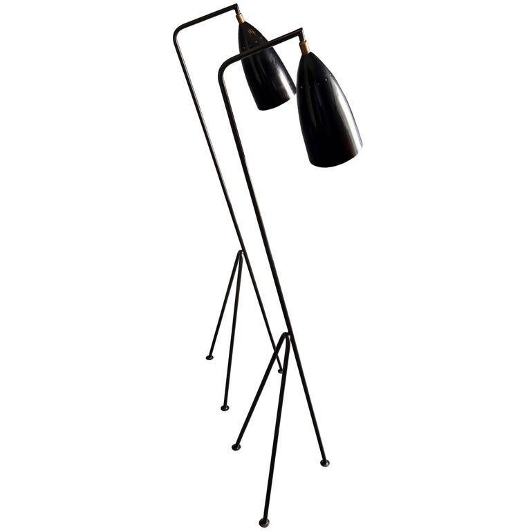 Exceptional Pair of Italian Grasshopper Lamps, Greta Grossman Manner ...