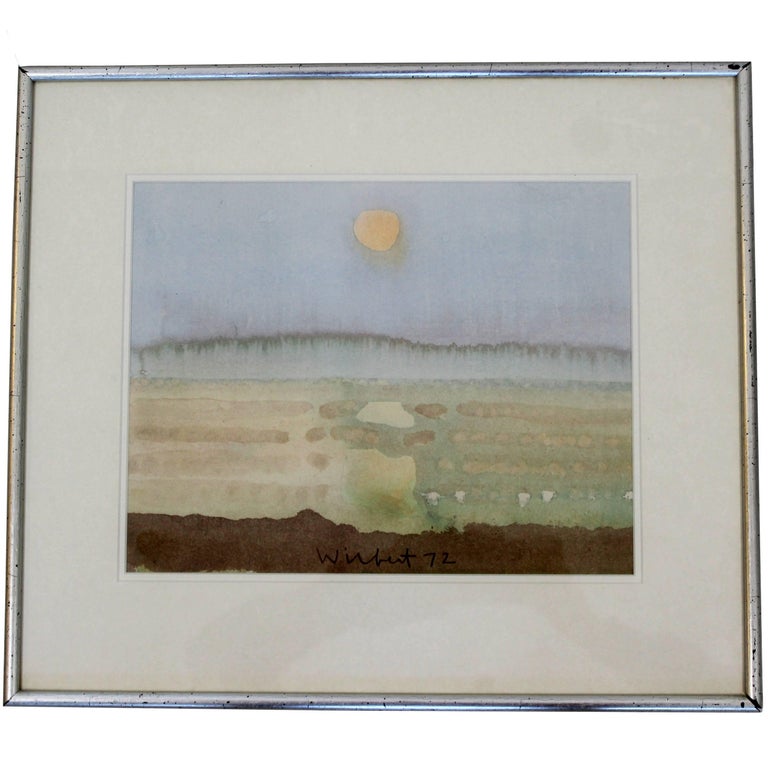 Mid-Century Modern Framed Watercolor by Robert Wilbert Signed Dated ...