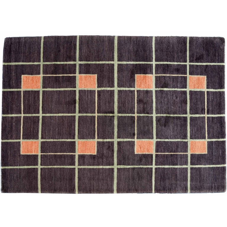 Geometric Box Pattern Rug For Sale at 1stDibs