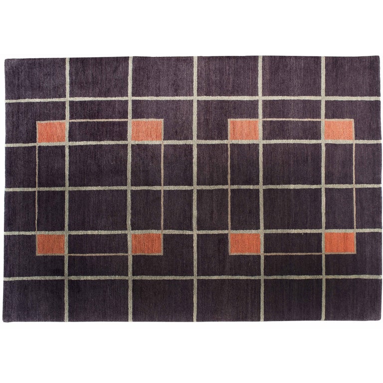 Geometric Box Pattern Rug at 1stDibs